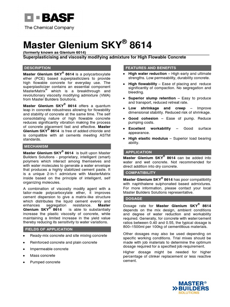 basf_MasterGlenium_SKY_8614_tds.pdf | Concrete | Cement