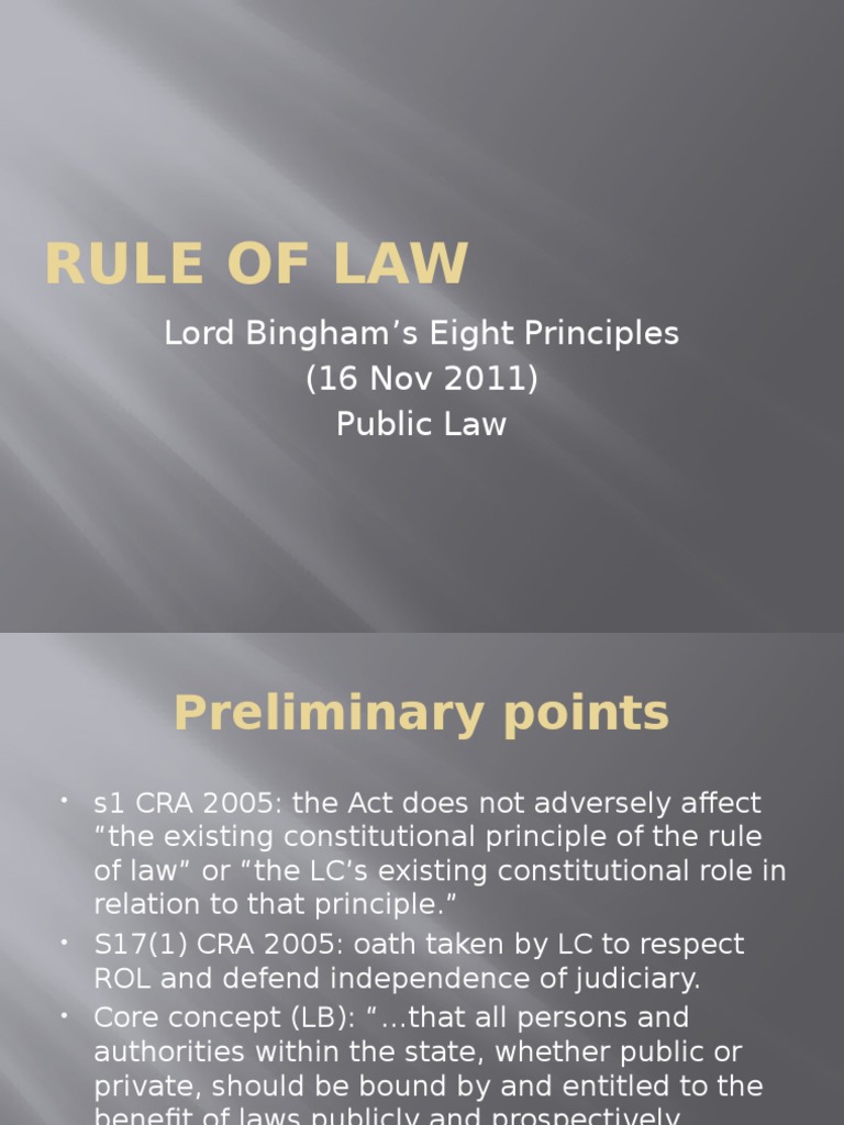 Lord Bingham’s Eight Principles of the Rule of Law | PDF | Judiciaries ...