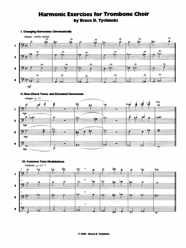 Harmonic Exercises For Trombone Choir | PDF