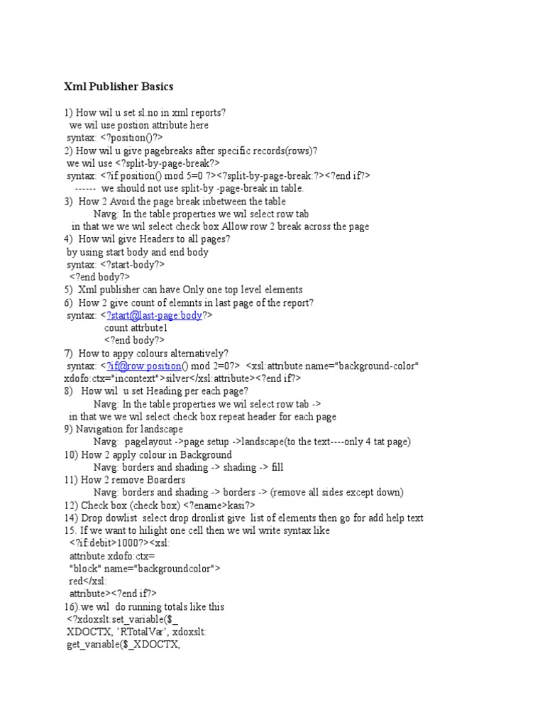 XML Publisher Basics | PDF