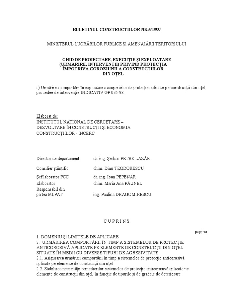 GP 035-1998 Prot Coroziune Constructii Metalice PDF | PDF