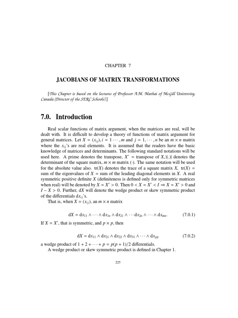 Jacobians of Matrix Transformations PDF | PDF | Matrix (Mathematics ...