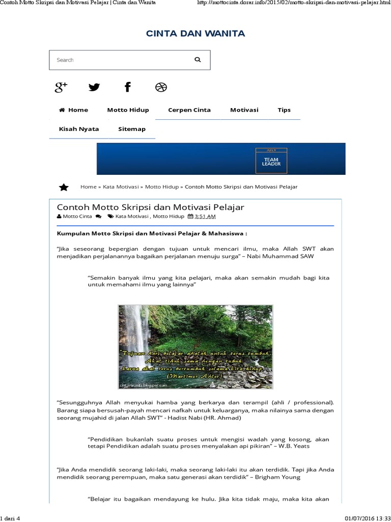 Contoh Motto Skripsi Dan Motivasi Pelajar - Cinta Dan Wanita | PDF