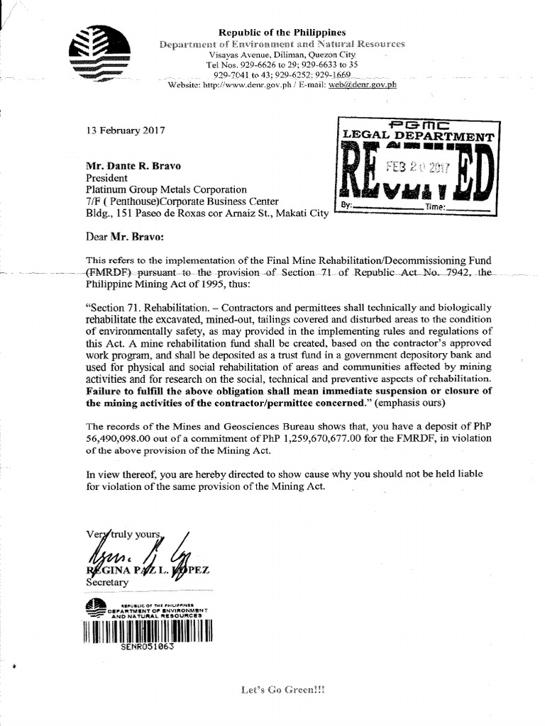 DENR Show Cause Letter | PDF