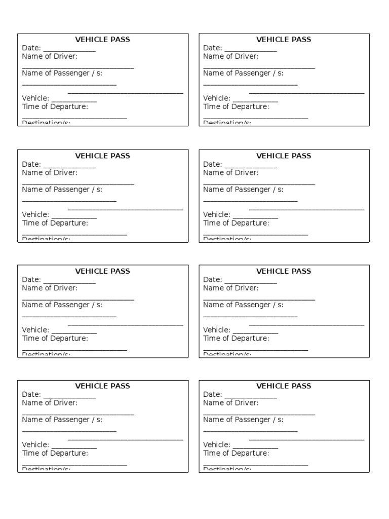 Vehicle Pass | PDF