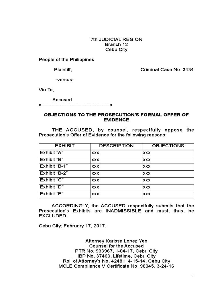 18 - Objections To Offer (Crim) | PDF