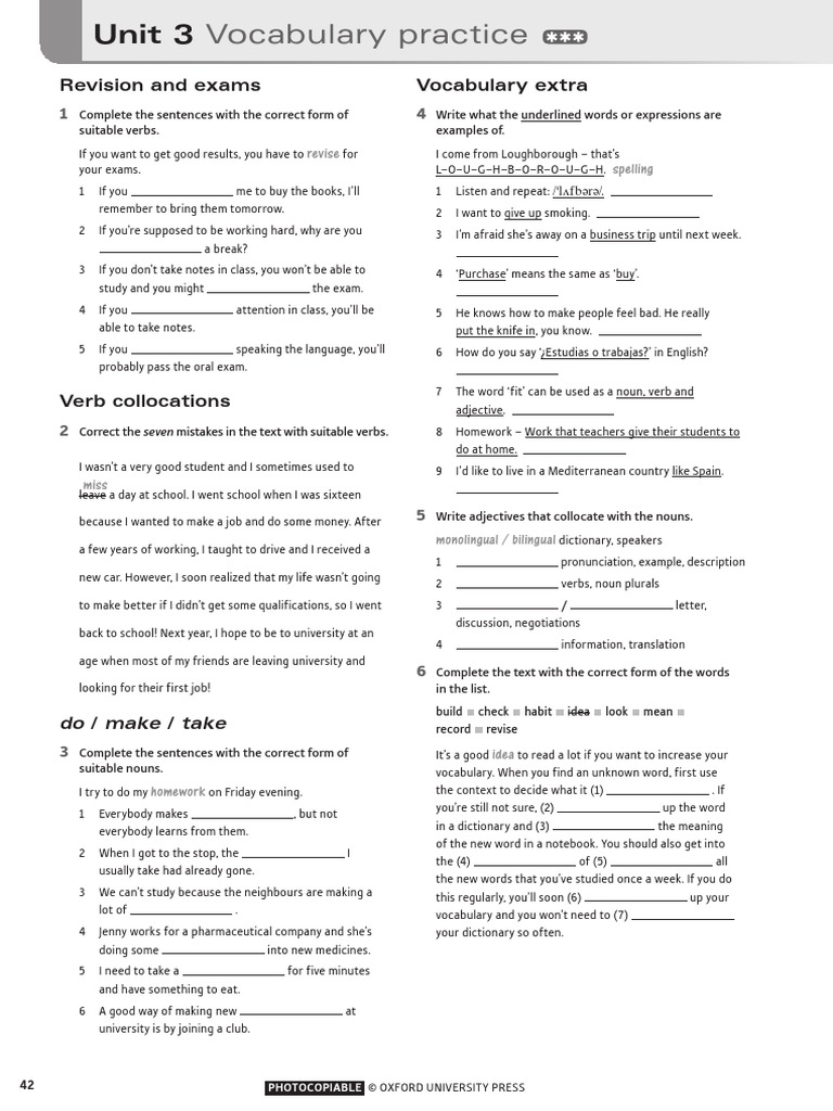 147 Vocabulary Unit 3 3star | PDF | Verb | Vocabulary
