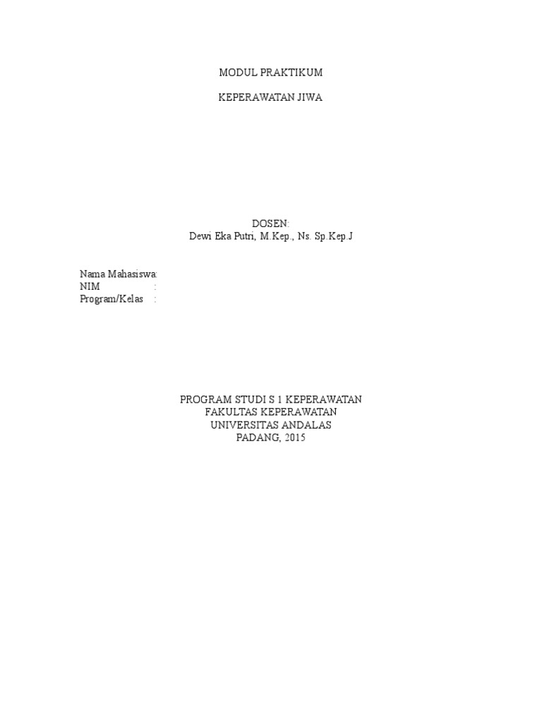 Modul Praktikum Keperawatan Jiwa | PDF