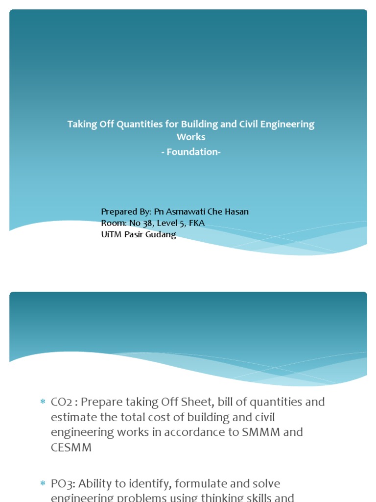 Taking Off Quantities for the Formwork, Concrete, and Reinforcement of ...