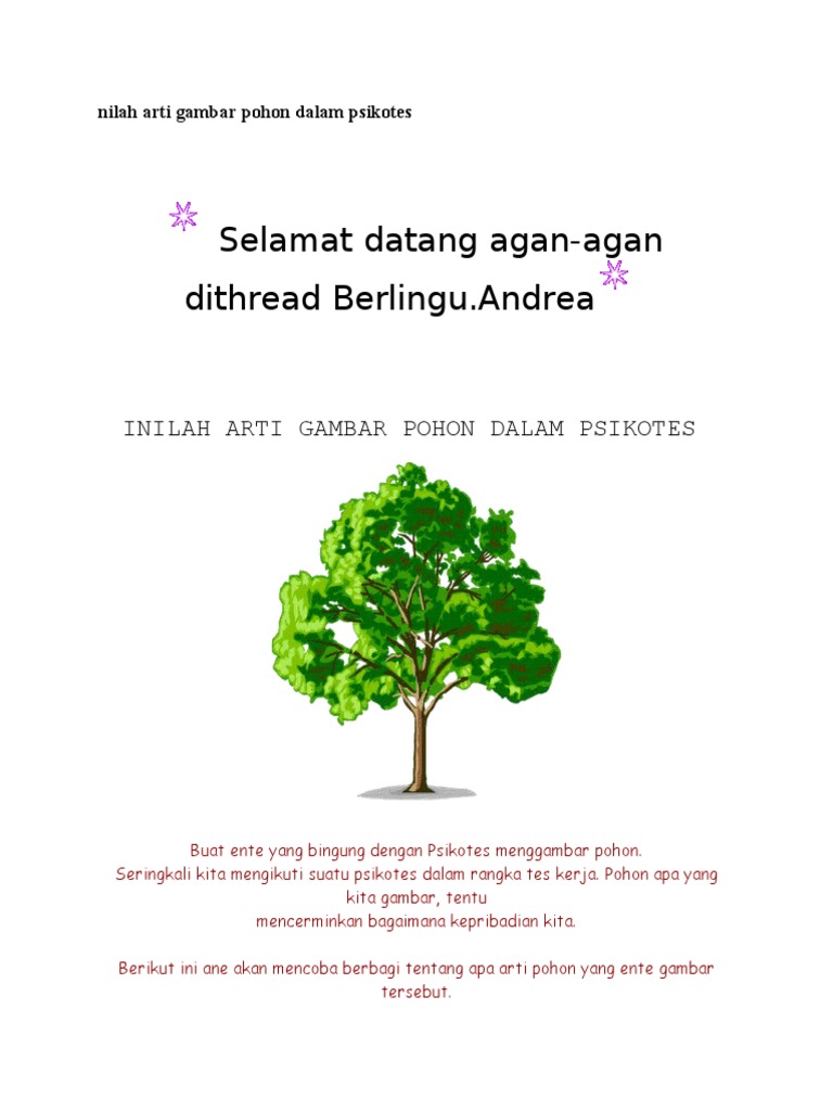 Arti Gambar Pohon Dalam Psikotes | PDF