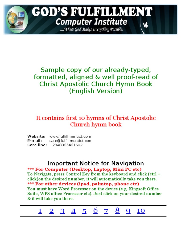 CAC Hymn Book: First 10 Hymns | PDF | Heaven | Prayer