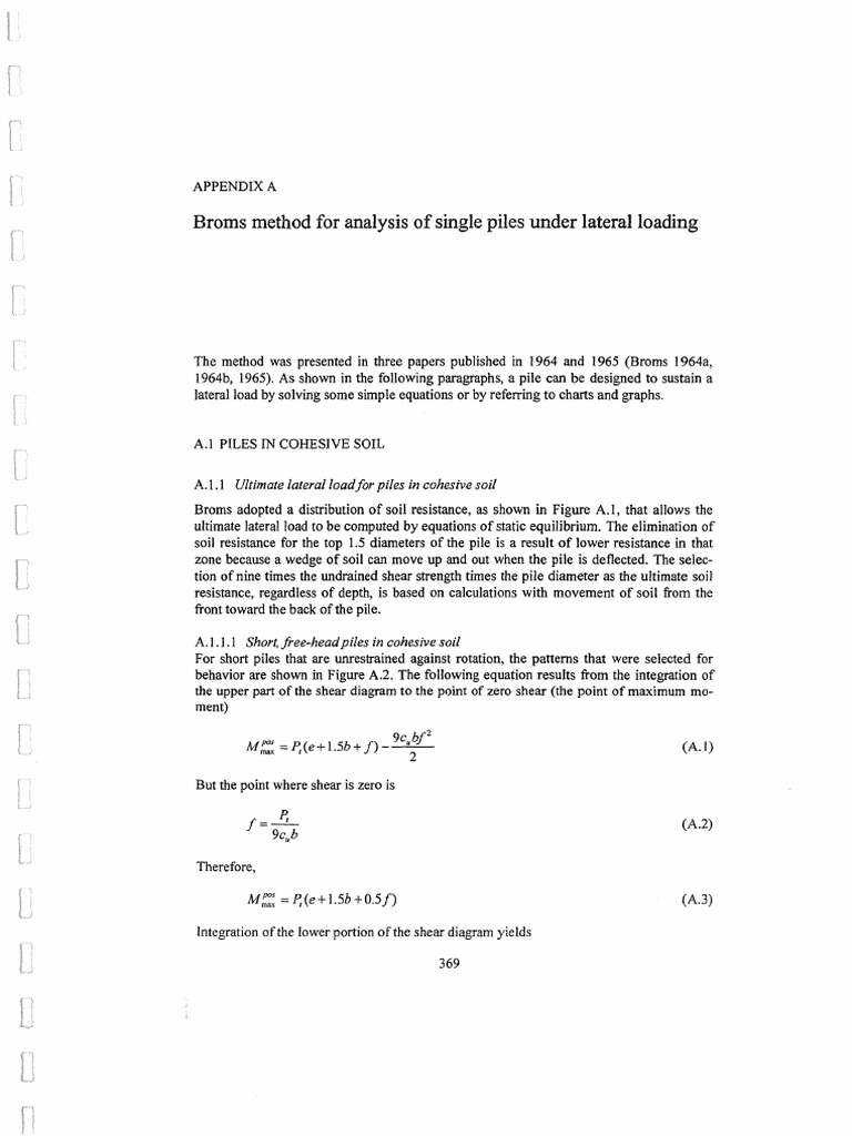 Broms_Method_for Laterally Loaded Piles | Yield (Engineering) | Equations
