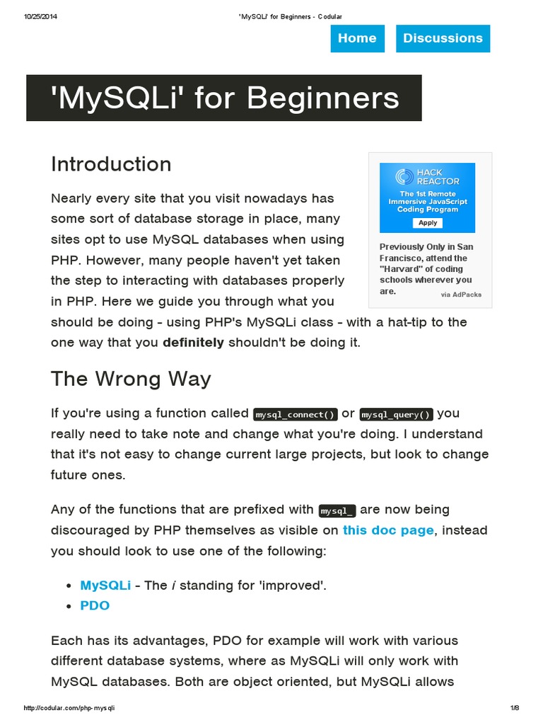 'MySQLi' For Beginners - Codular | PDF | Parameter (Computer Programming) | Database Transaction