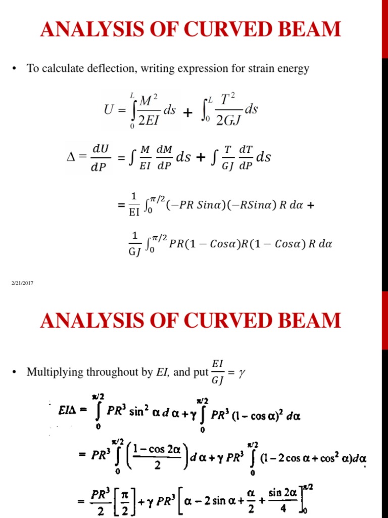 Analysis of Curved Beam: - To Calculate Deflection, Writing Expression ...