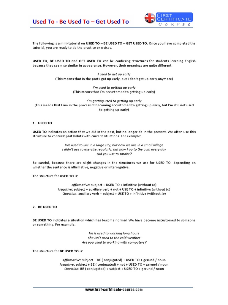 2.used To Be Used To Get Used To PDF | PDF | Verb | Morphology