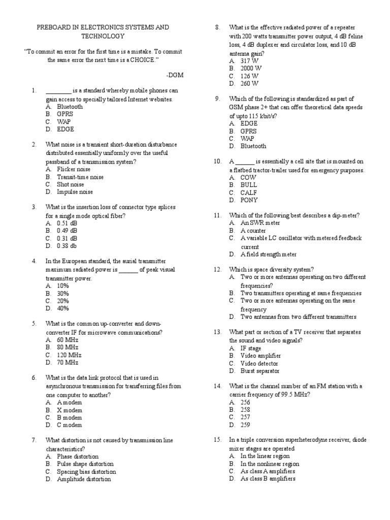 Est Exam | PDF | Distortion | Antenna (Radio)