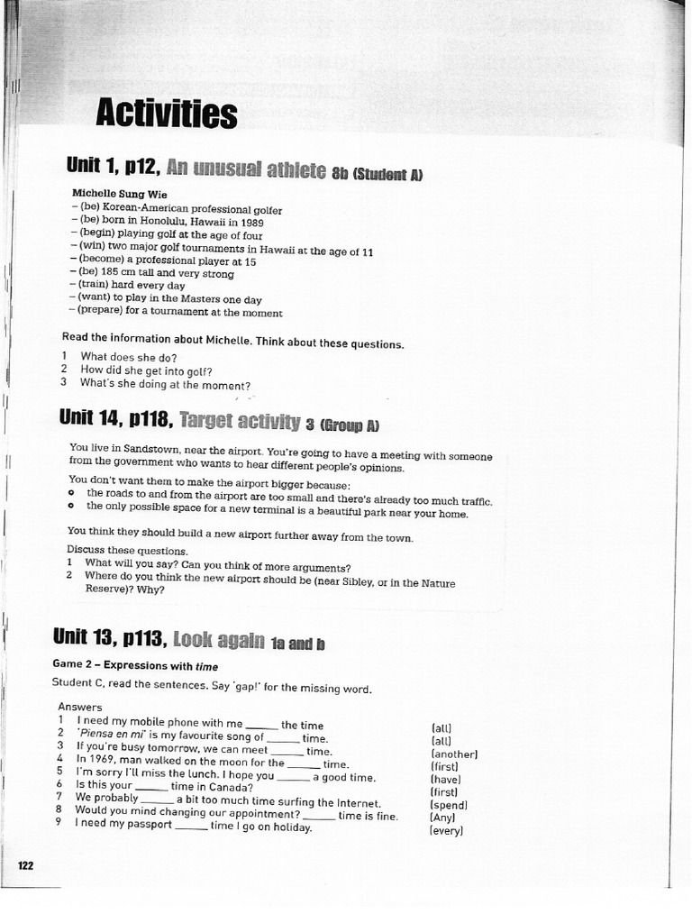 English Unlimited B1 Activities | PDF