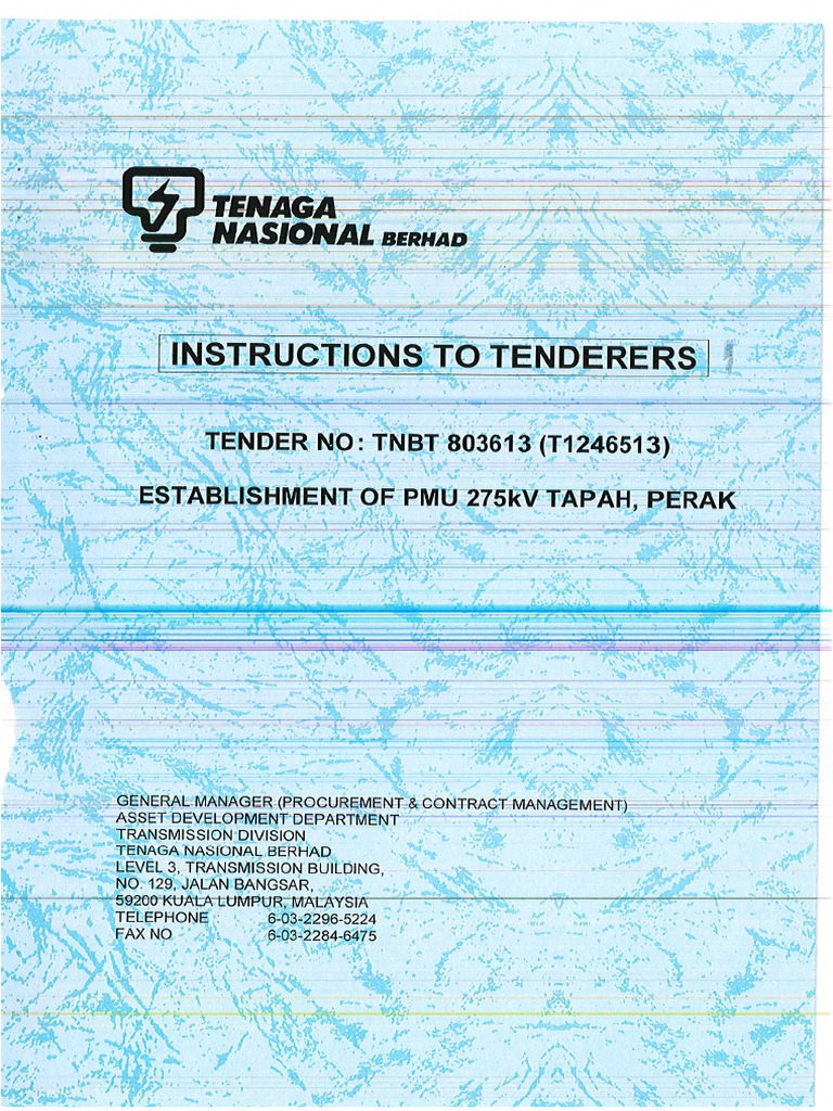 TNB Malaysia Standard Substation Tender Equirement | PDF