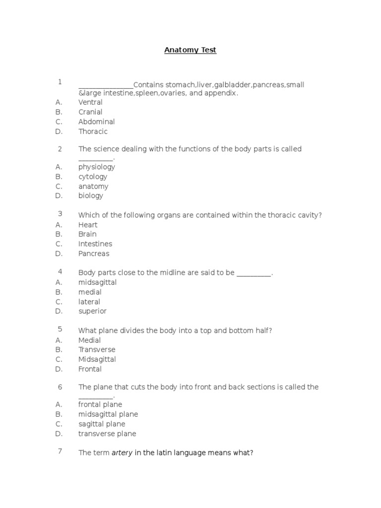 Anatomy Test | Abdomen | Anatomical Terms Of Location