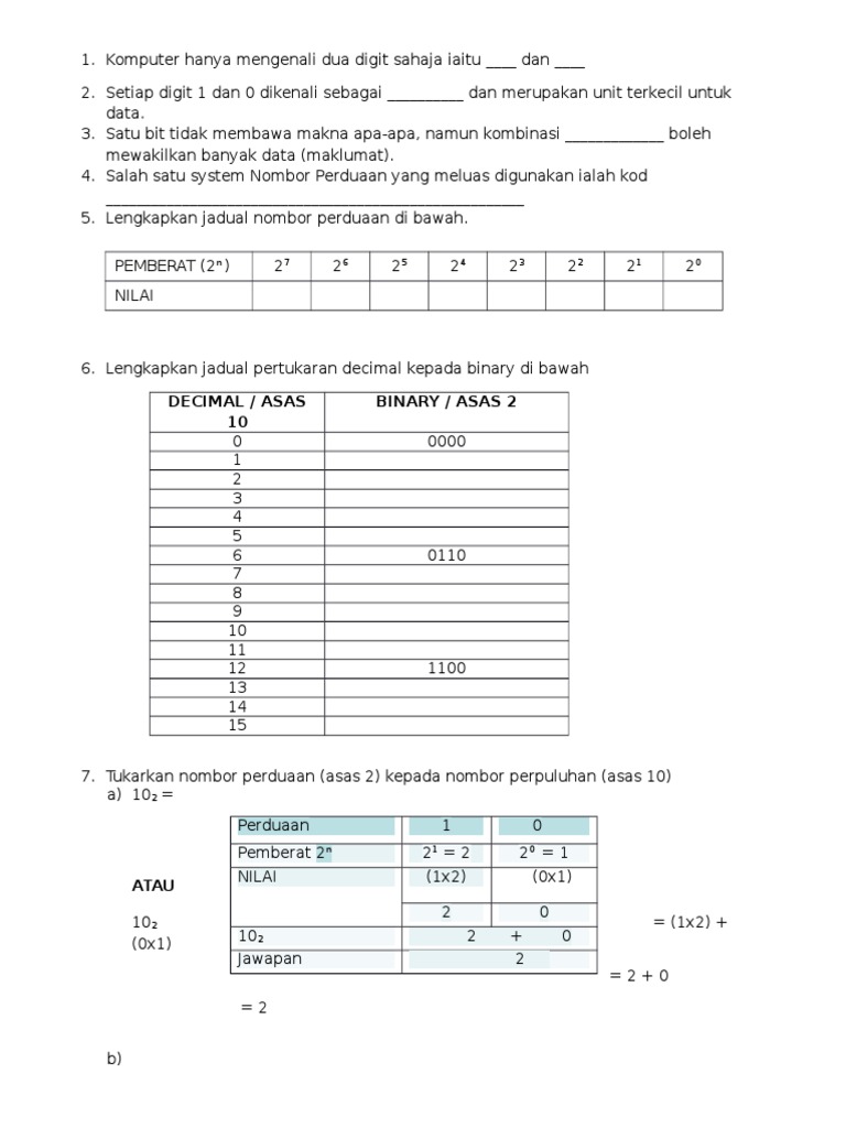 Latihan Asas Sains Komputer Bab 2 | PDF