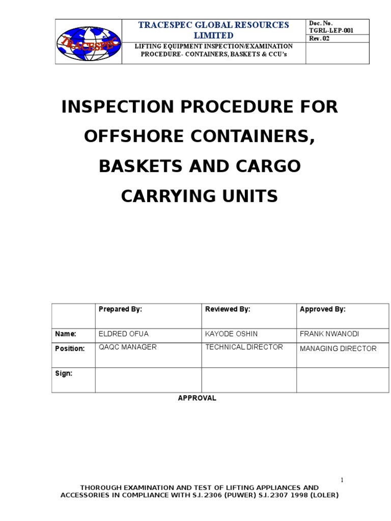 Inspection Procedure-Cargo Carrying Units | Nondestructive Testing ...