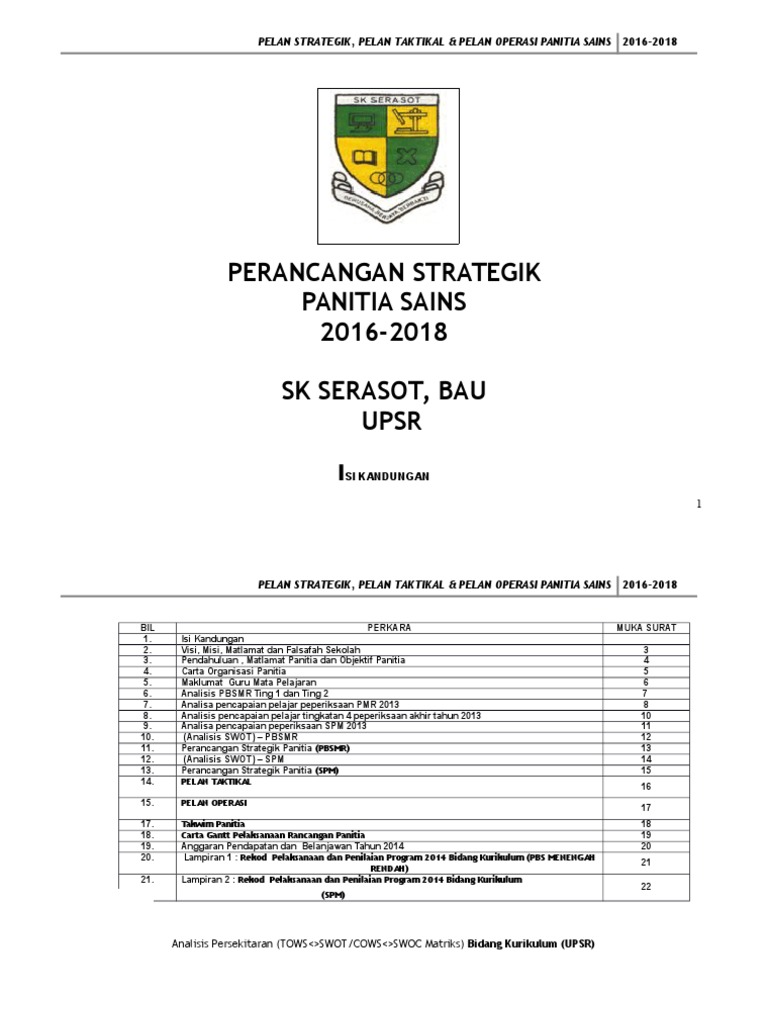 Perancangan Strategik Panitia Sains 2016 - 2018 | PDF
