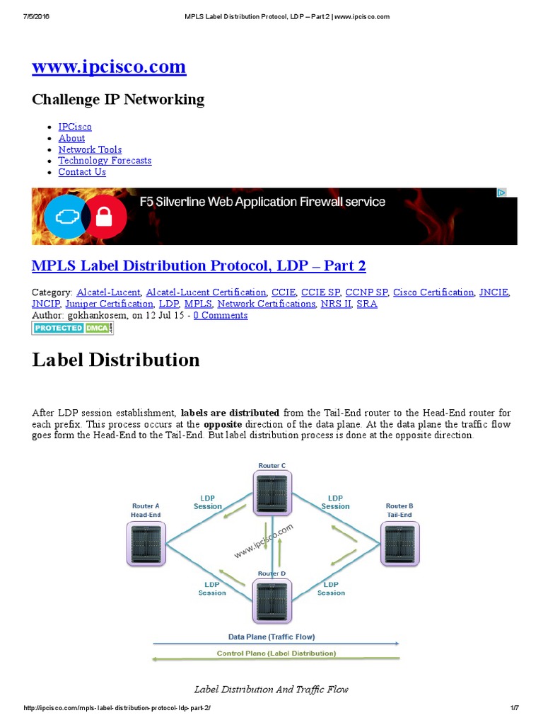 Mpls Label Distribution Protocol Ldp Part 2 Ipcisco Pdf Multiprotocol Label