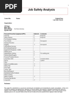 Job Safety Analysis: Protective Equipment and System Required To ...