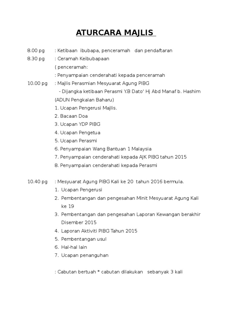 Aturcara Majlis | PDF