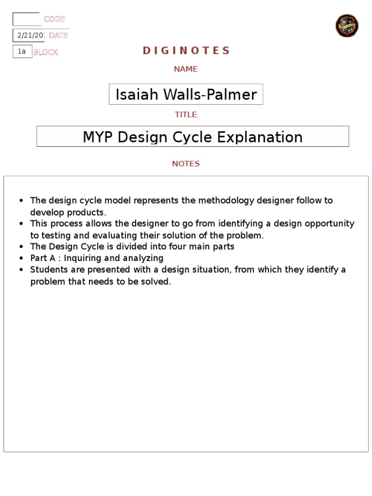 MYP Design Cycle Overview | PDF