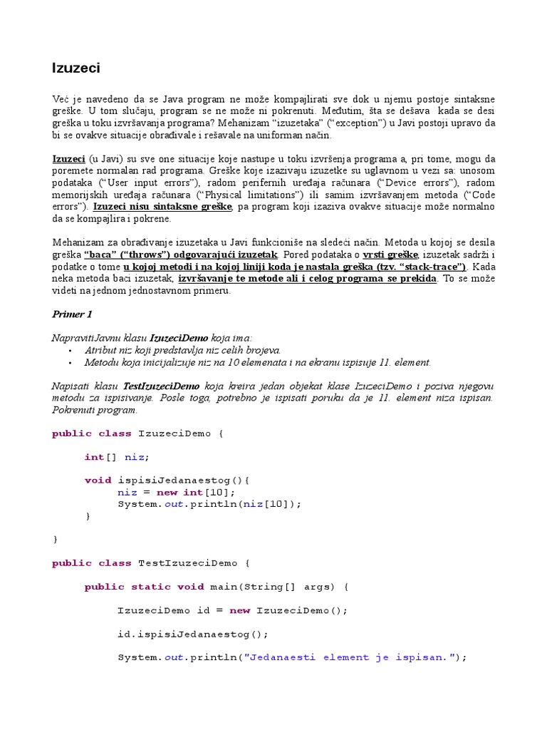 Poglavlje 10 - Izuzeci PDF | PDF