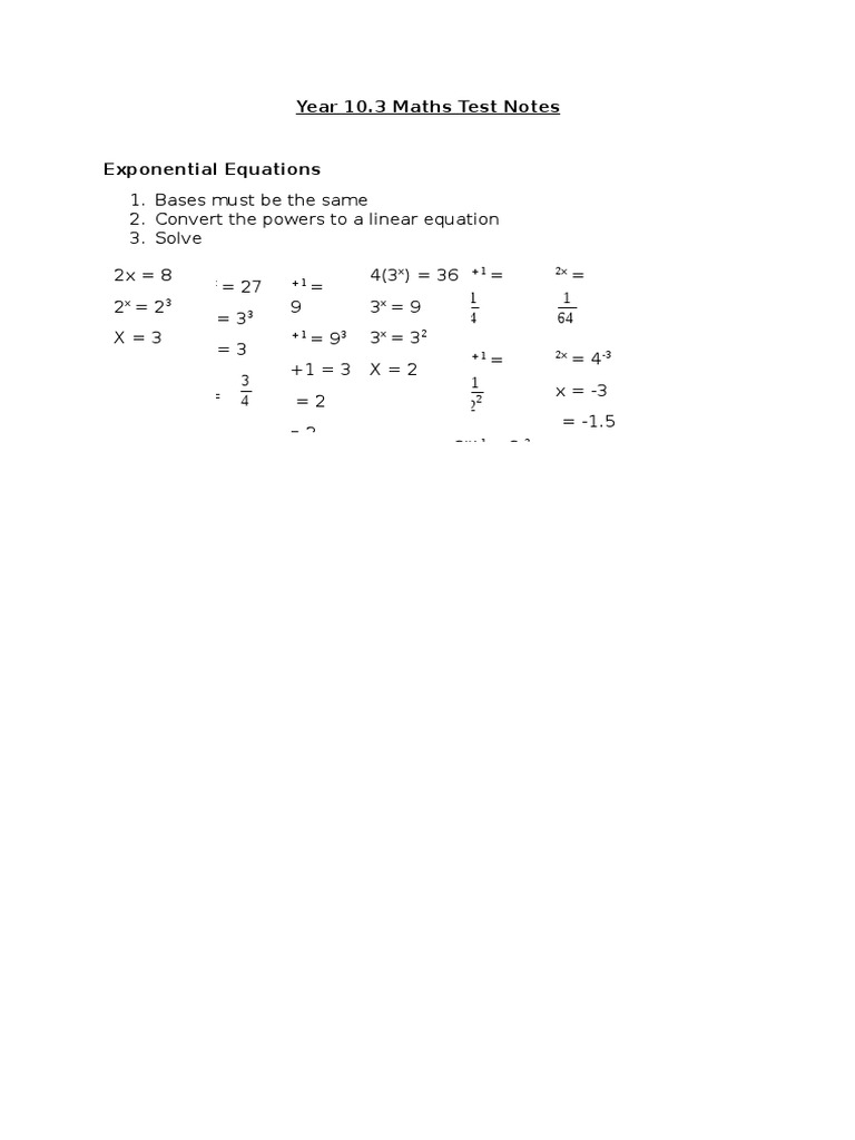 Year 10.3 Maths Test Notes: 2x+1 X 4x 3 2x x+1 X X X 2 X 3 | PDF