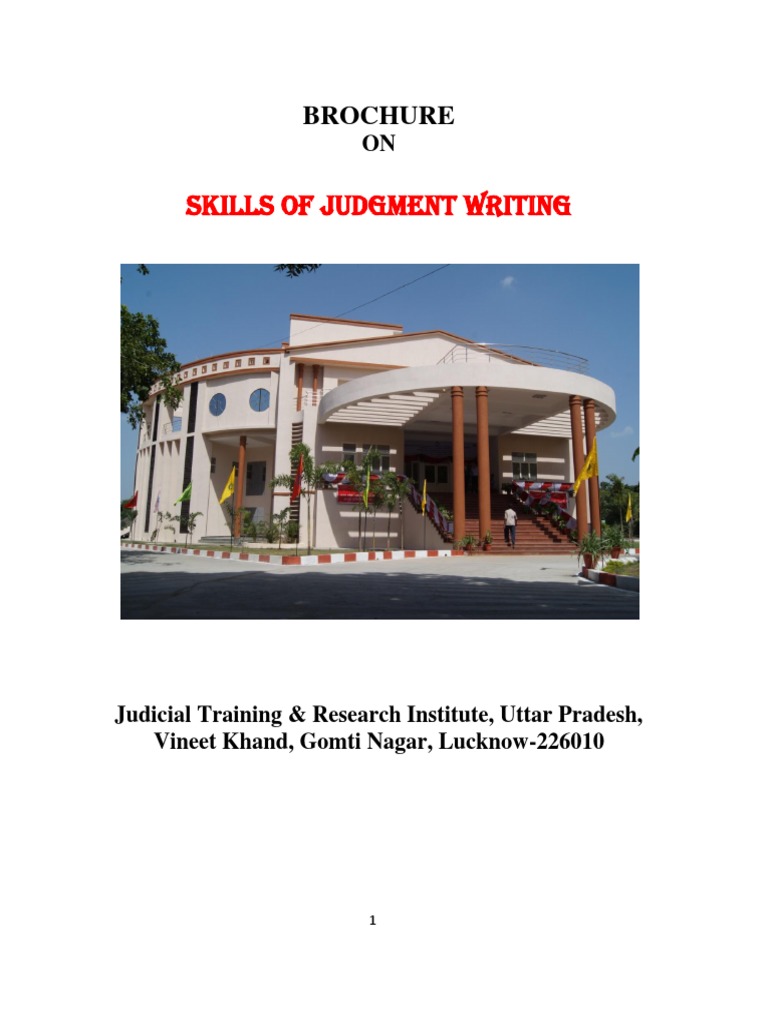 Skills of Judgment Writing | PDF | Judgment (Law) | Precedent