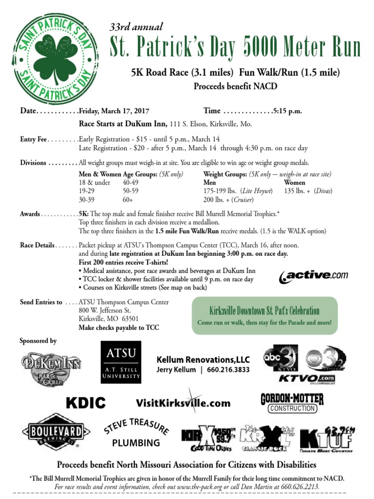 2017 ST Pats Race Entry Form | PDF