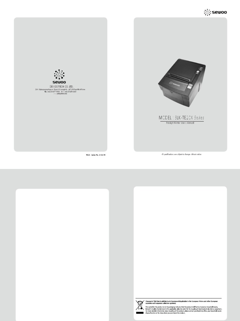 Sewoo Slk-Te20x Series Manual | PDF | Electrical Connector | Printer (Computing)
