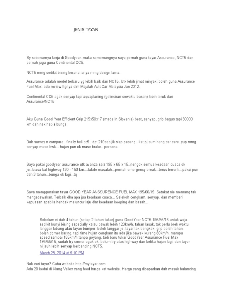 Jenis Tayar Good Year | PDF