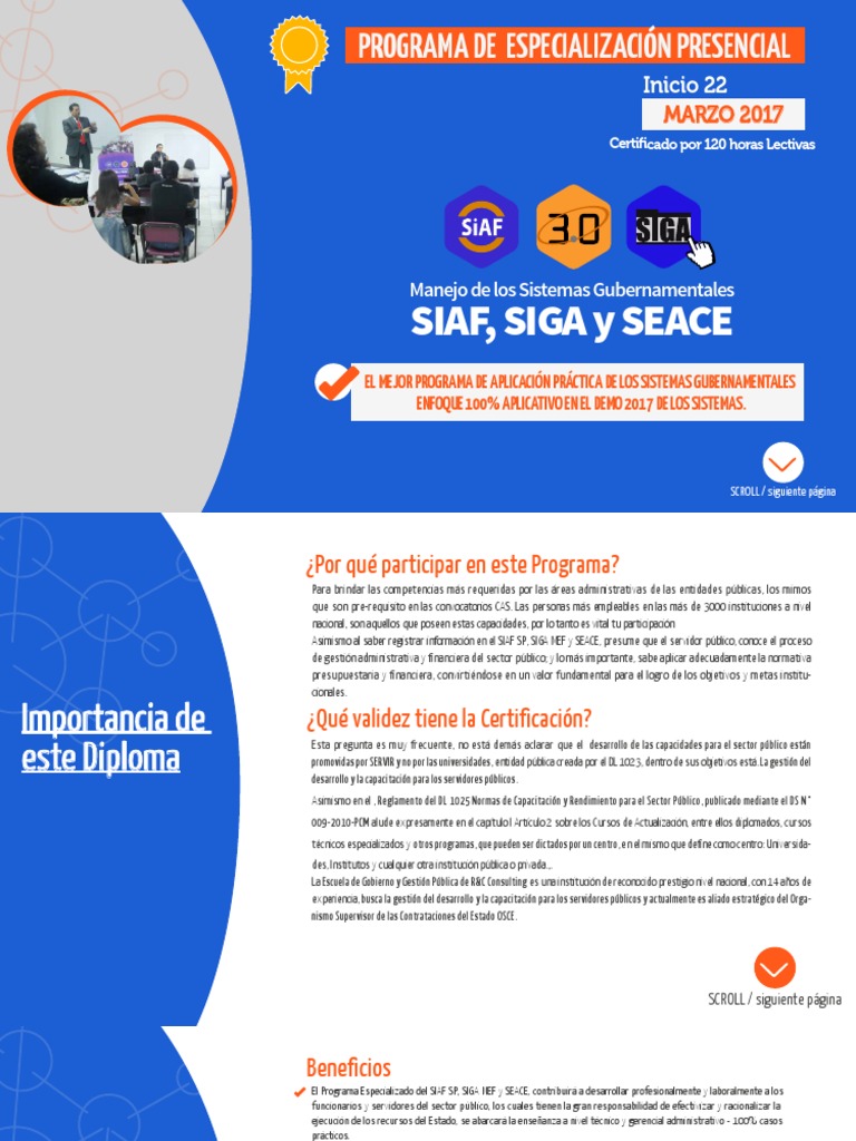 Programa de Especialización: SIAF, SIGA y SEACE. | PDF | Presupuesto | Devengo