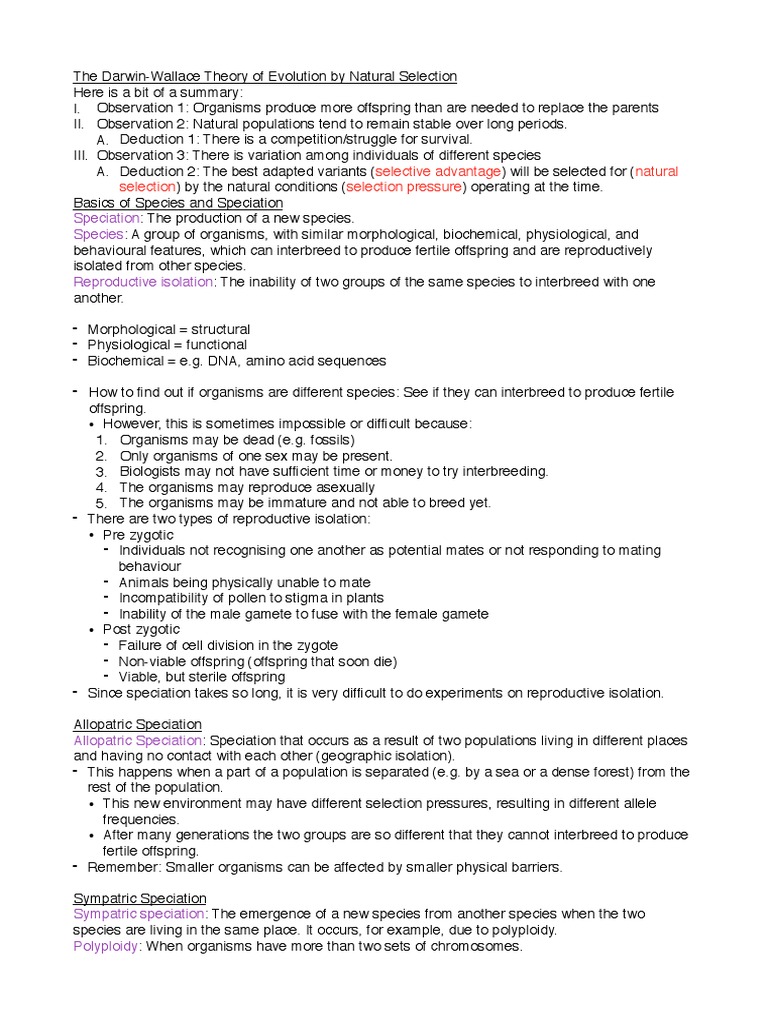 Selective Advantage Natural Selection Selection Pressure: Speciation ...
