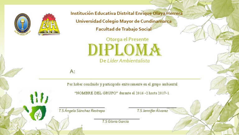 Modelo de Diploma Lideres Ambientales | PDF