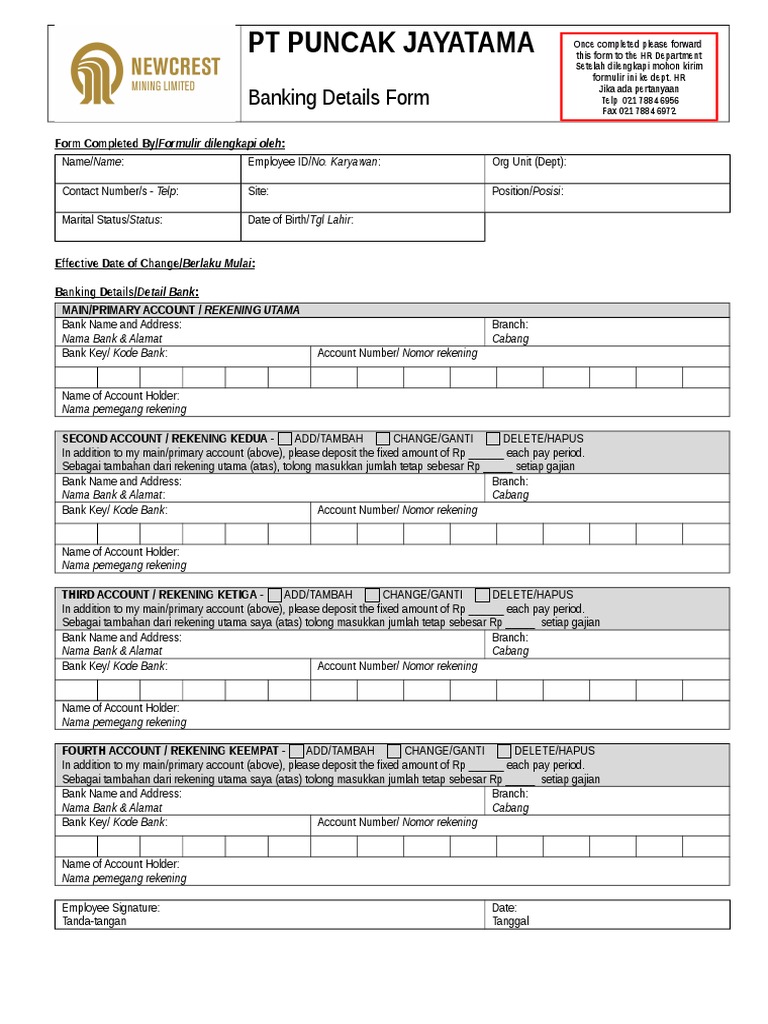 Banking Details Form | PDF