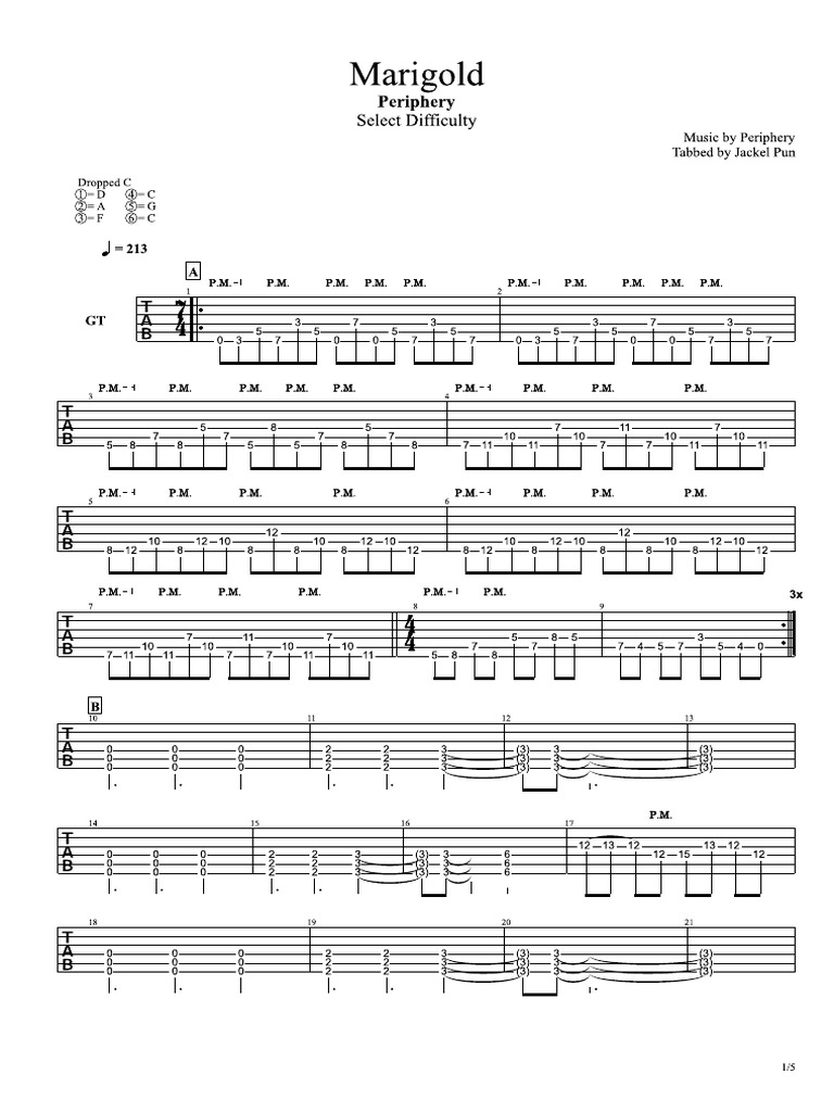 Periphery - Marigold (Guitar - Drop Tune) PDF | PDF | Entertainment ...