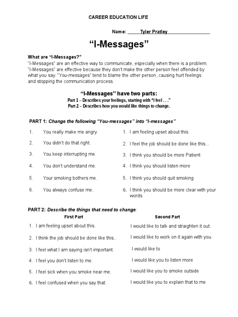 Communicate Better with I-Messages | PDF