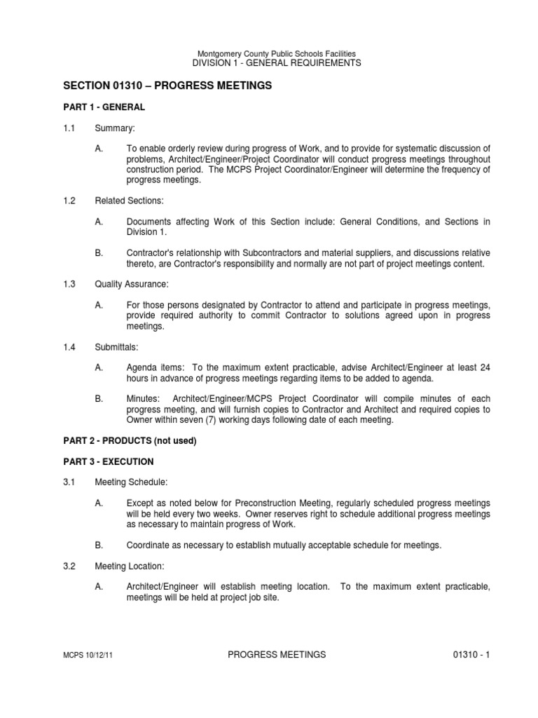 Progress Mtgs | Download Free PDF | General Contractor | Architect