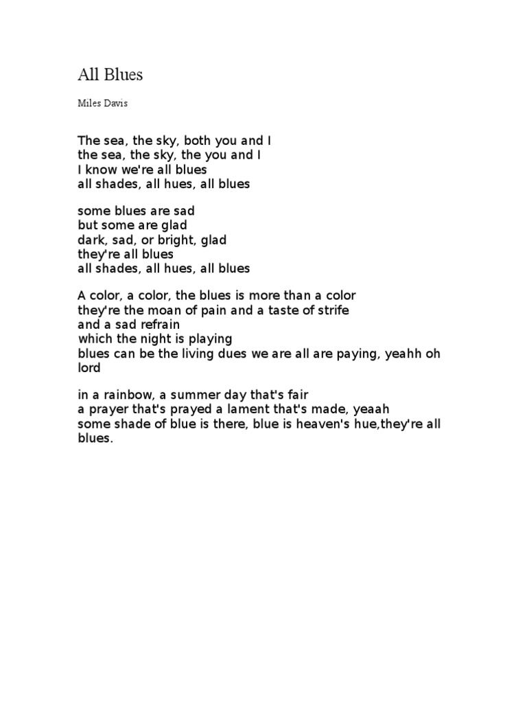 All Blues Lyrics | PDF