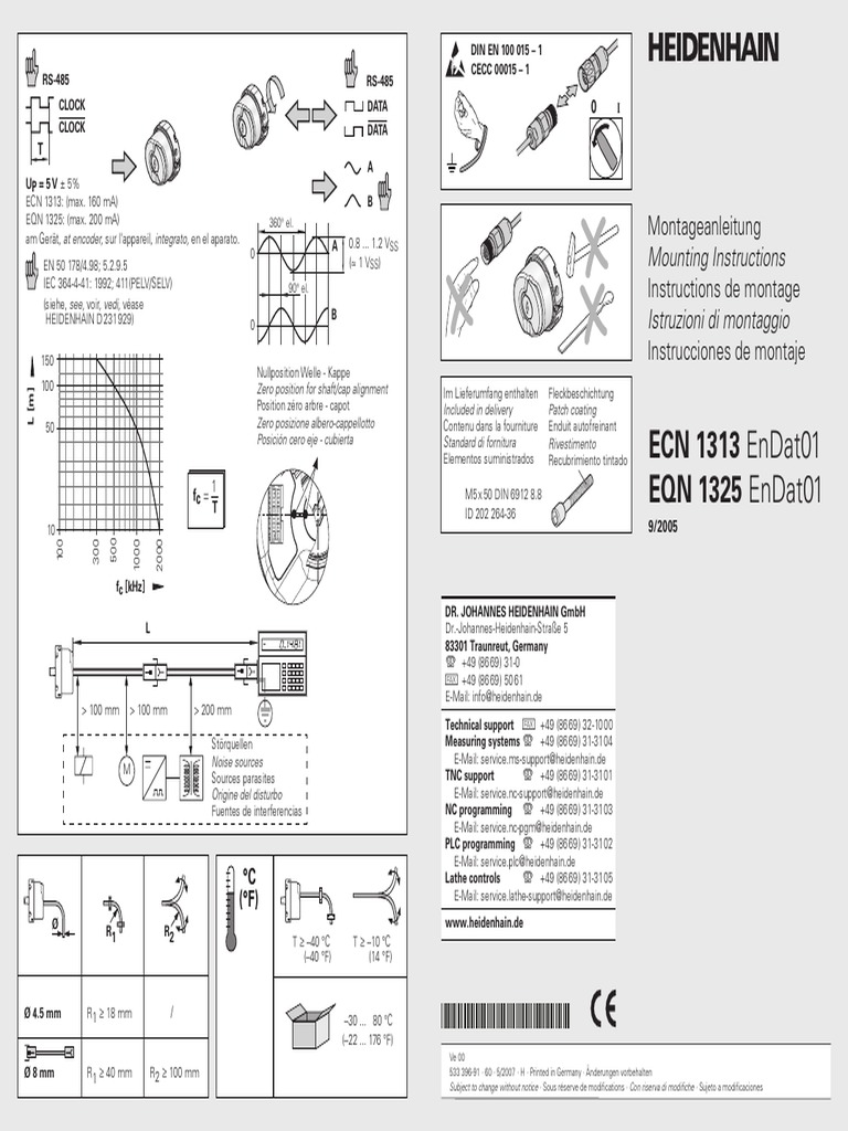 HEIDENHAIN ENCODER Ecn - 1313 - Eqn - 1325 - Endat01 - Id - nr.533 ...