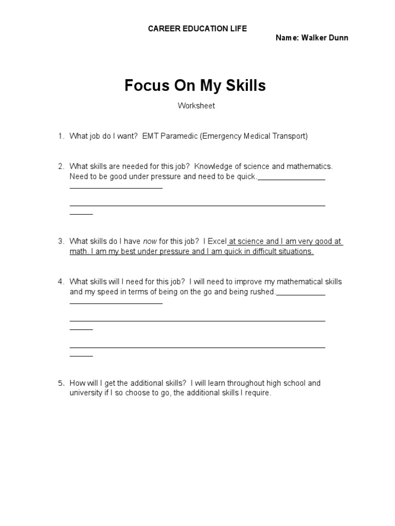 EMT Paramedic Skills Assessment Worksheet | PDF