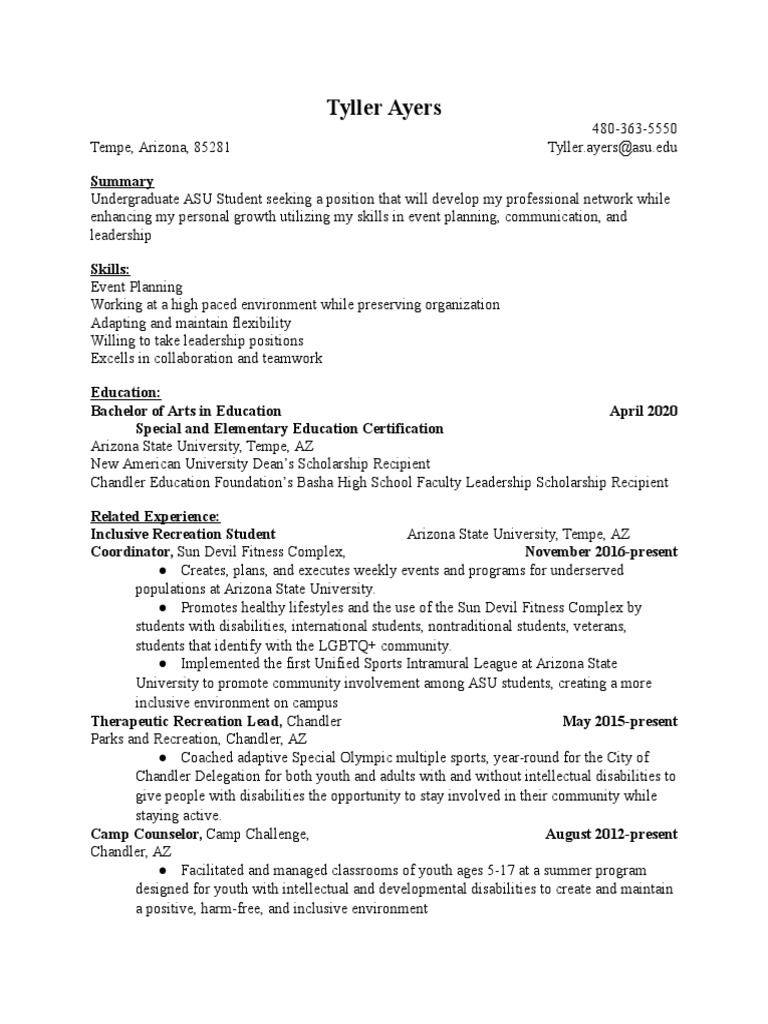 Resume Docx 1 | Download Free PDF | Arizona State University | Students