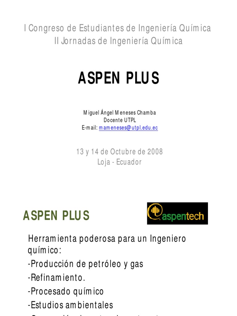 Utpl Ingenieria Quimica 2008 Aspen Plus PDF | PDF | Simulación | Hidrógeno