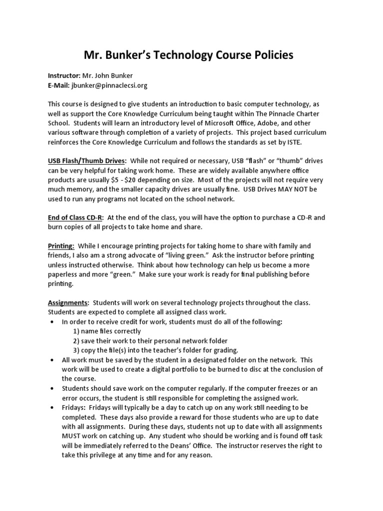 Course Policies | Download Free PDF | Usb Flash Drive | Curriculum