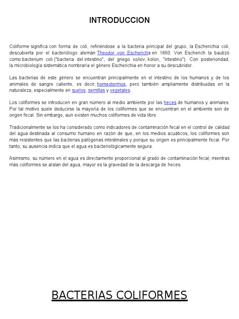 Bacterias Coliformes: Definición y Uso | PDF | Procariota | Microbiología